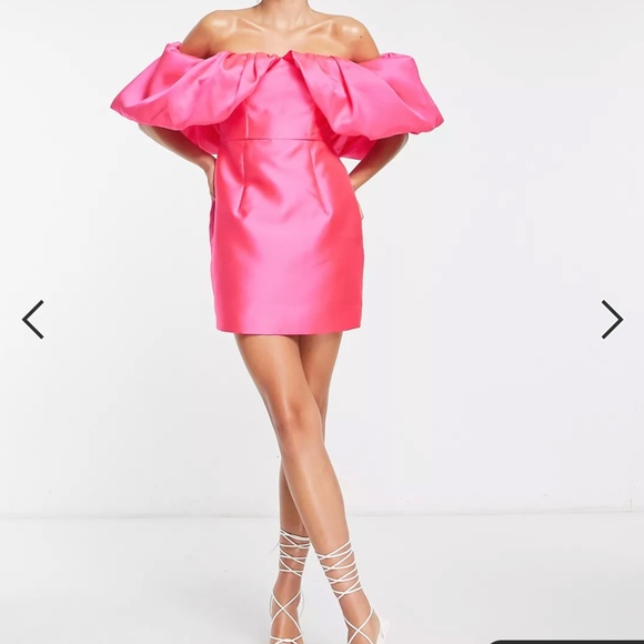 ASOS | Dresses | Asos Edition Volume Sleeve Satin Mini Dress In Hot ...